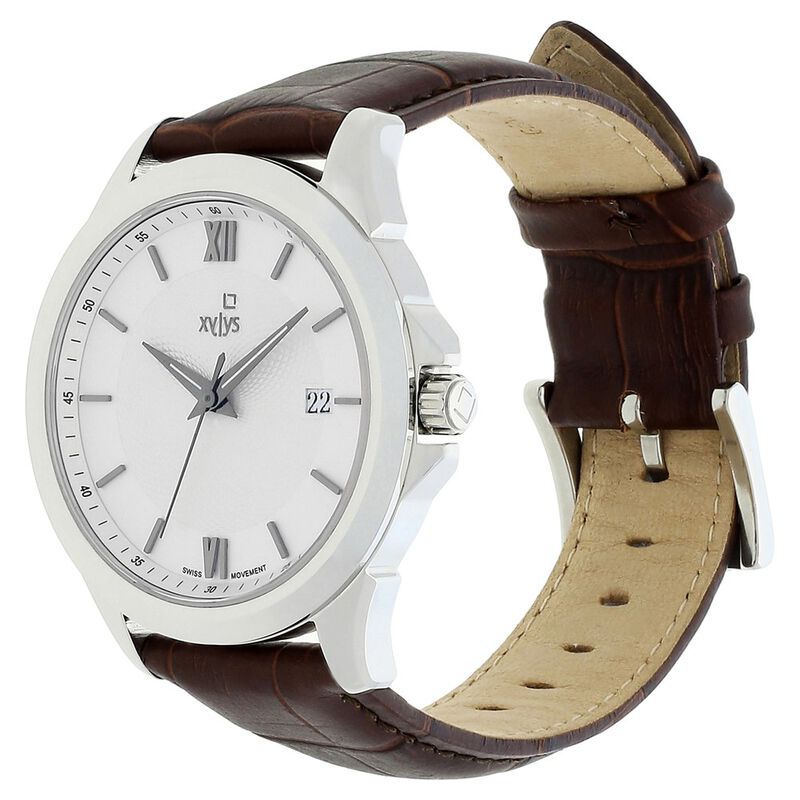 Buy Online Xylys Quartz Analog with Date White Dial Leather Strap Watch ...
