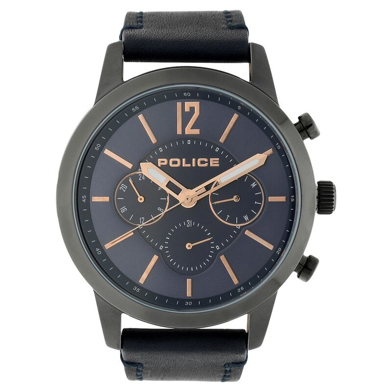 Buy Online Police Quartz Analog Blue Dial Leather Strap Watch for Men ...