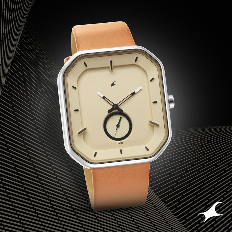Buy Online Fastrack After Dark Beige Dial Leather Strap Watch for Guys ...