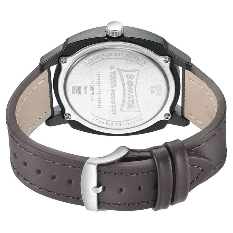 Buy Online Sonata Quartz Analog Off White Dial Leather Strap Watch for ...