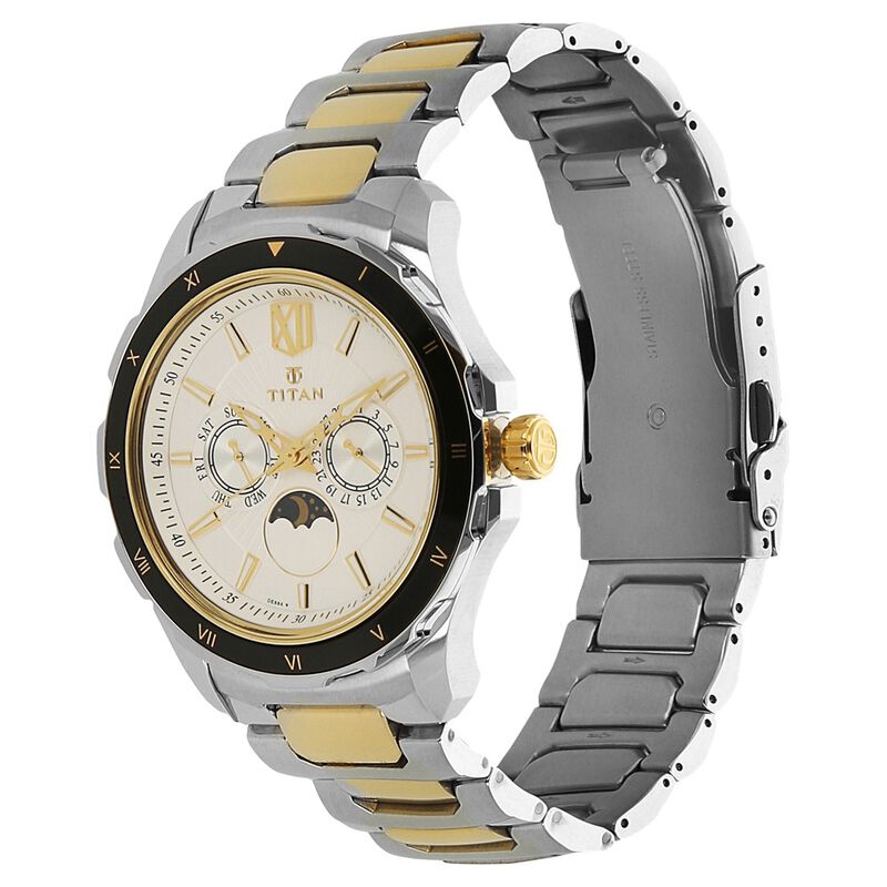 Buy Online Titan Quartz Multifunction White Dial Stainless Steel Strap ...