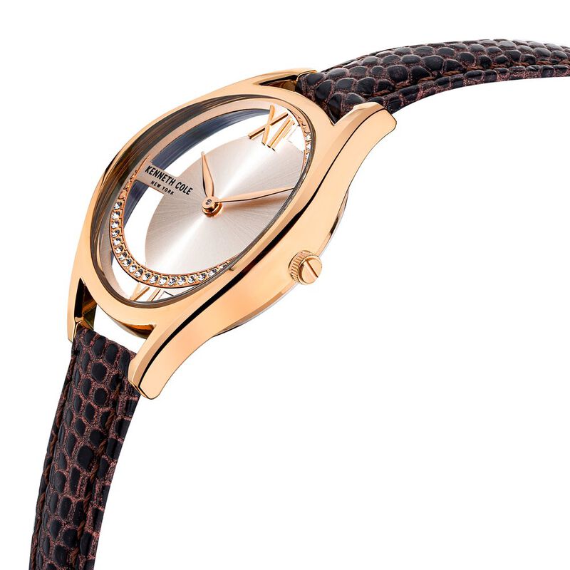 Buy Online Kenneth Cole Quartz Analog Rose Gold Dial Leather Strap