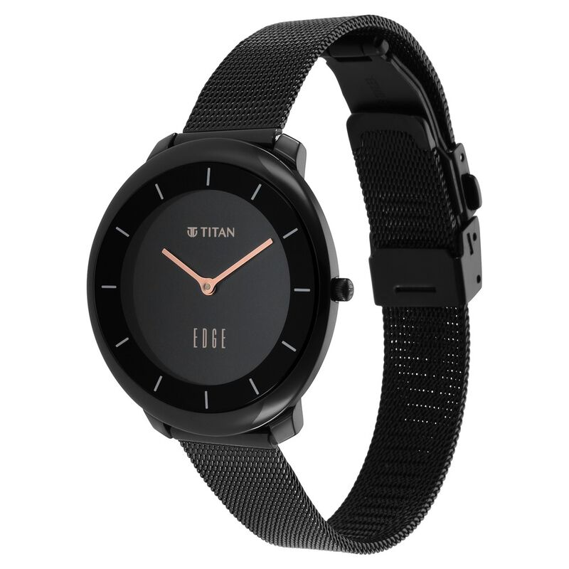 Buy Online Titan Edge Black Dial Analog Stainless Steel Strap Watch for ...