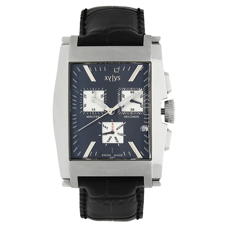 Buy Online Xylys Swiss Chronograph Black Leather Strap and Black Dial ...