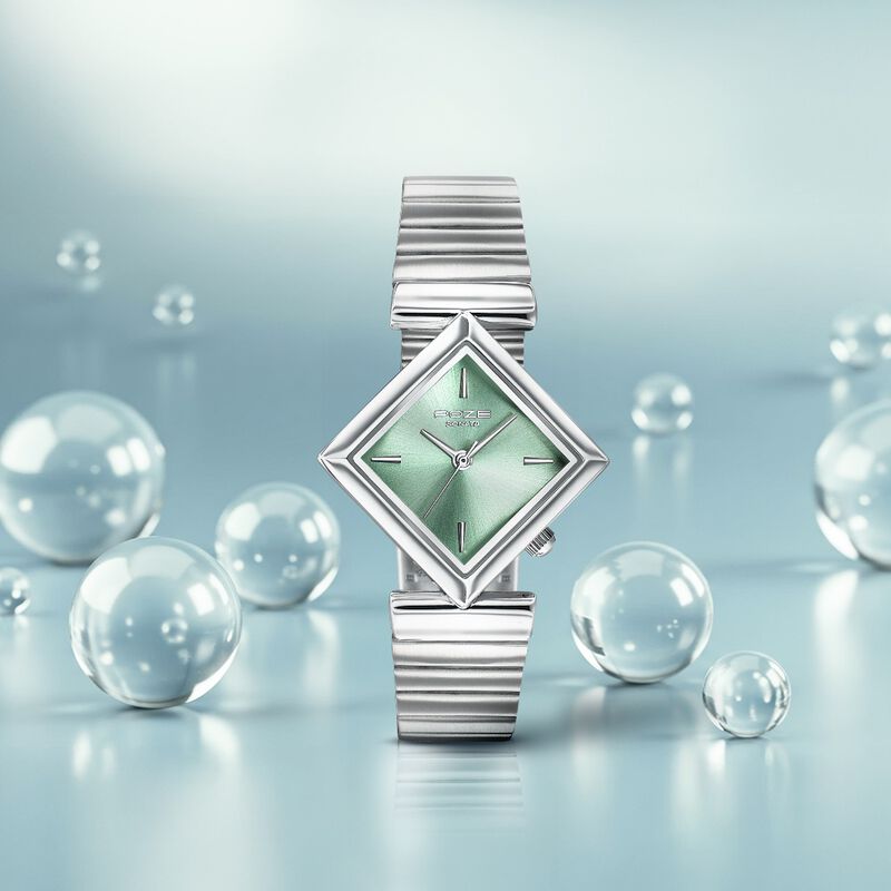 Buy Online Poze By Sonata Quartz Analog Green Dial Silver Metal Strap ...