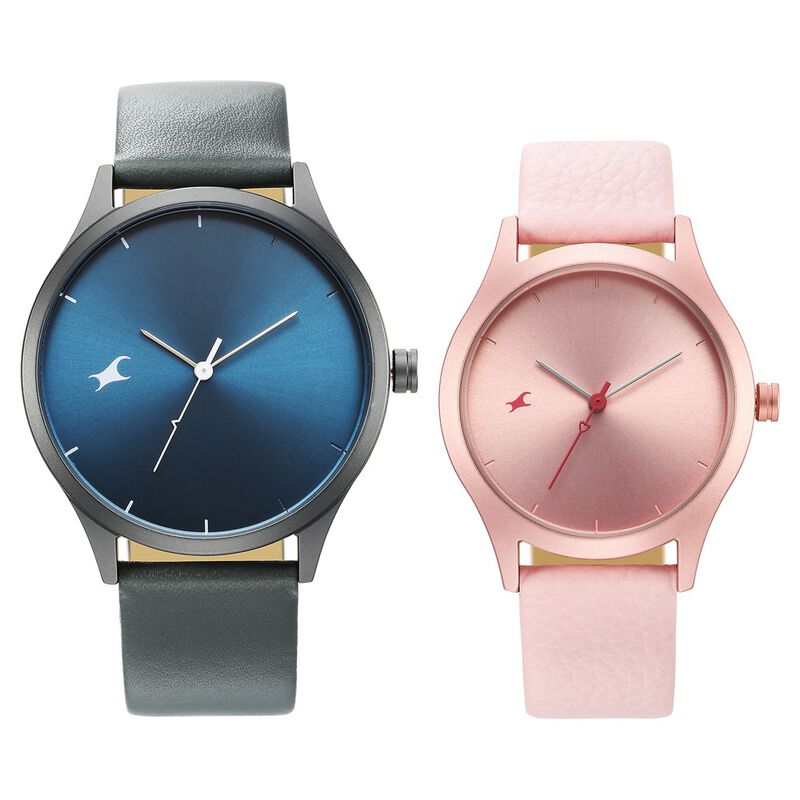 Buy Online Fastrack Mixmatched Couple Watches with Blue and Pink Dial ...