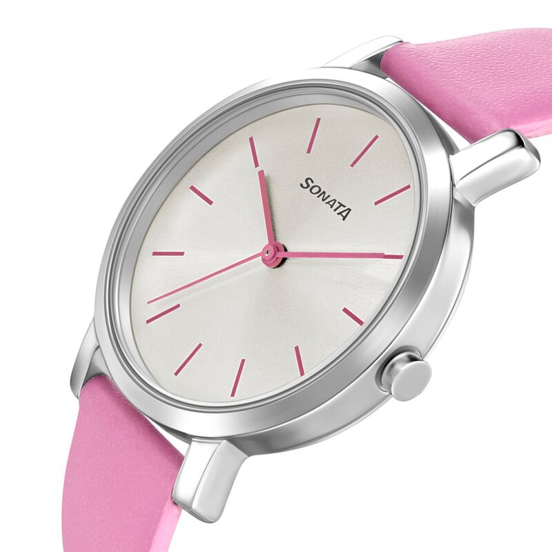 Buy Online Sonata Play Silver Dial Women Watch With Leather Strap ...