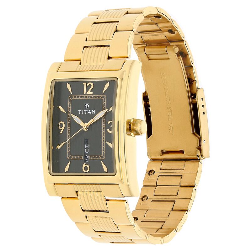 Buy Online Titan Quartz Analog with Day and Date Black Dial Stainless ...