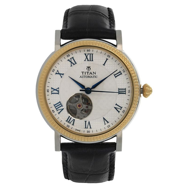 Buy Online Titan Automatic White Dial Leather Strap watch for Men ...