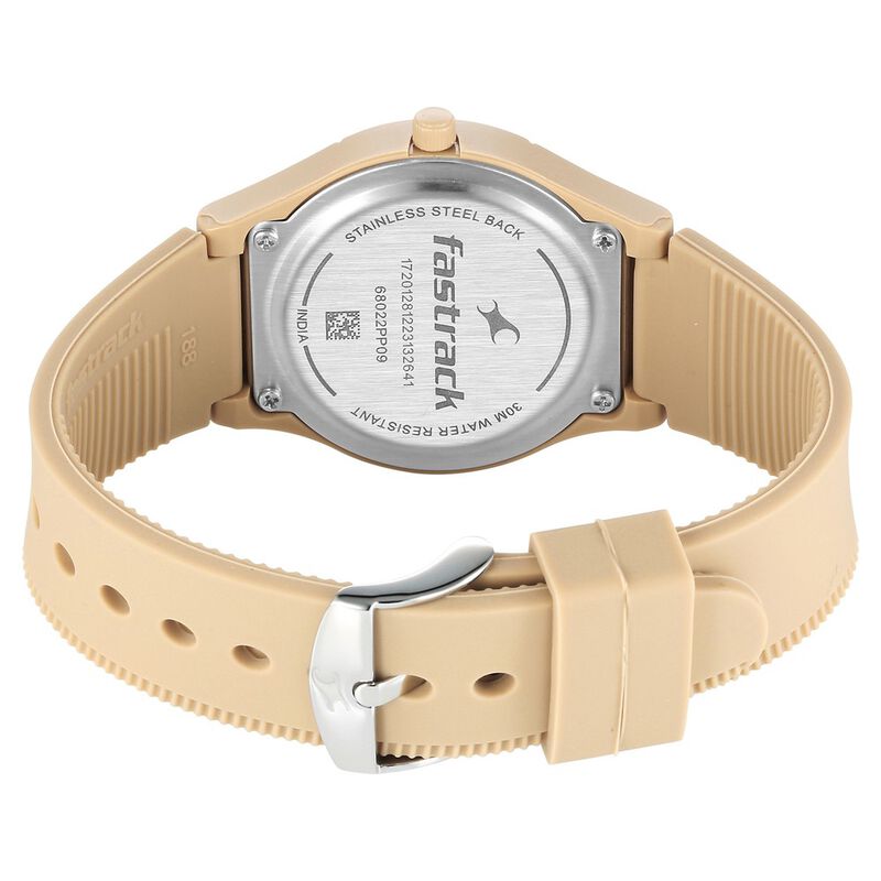 Fastrack Tees Wanderlust Quartz Analog Beige Dial Silicone Strap Watch ...