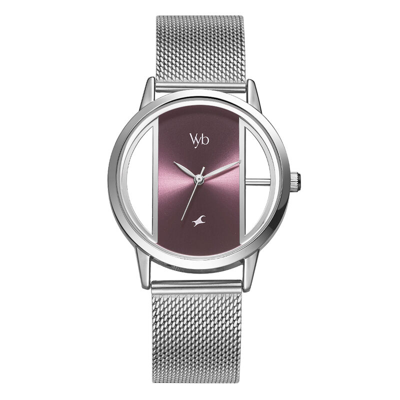 Buy Online Fastrack Vyb Runway Quartz Analog Purple Dial Stainless ...