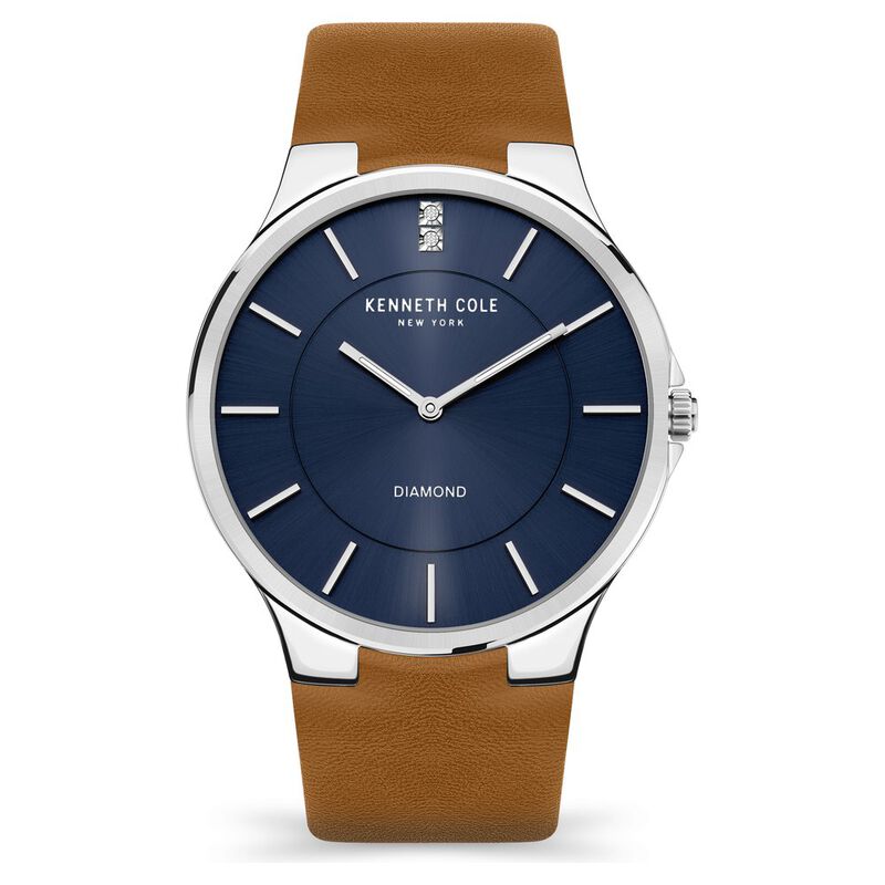 Buy Online Kenneth Cole Blue Dial Leather Strap Watch For Men ...