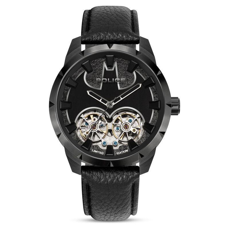 Buy Online Police X Batman Automatic Black Dial Leather Strap Watch for ...