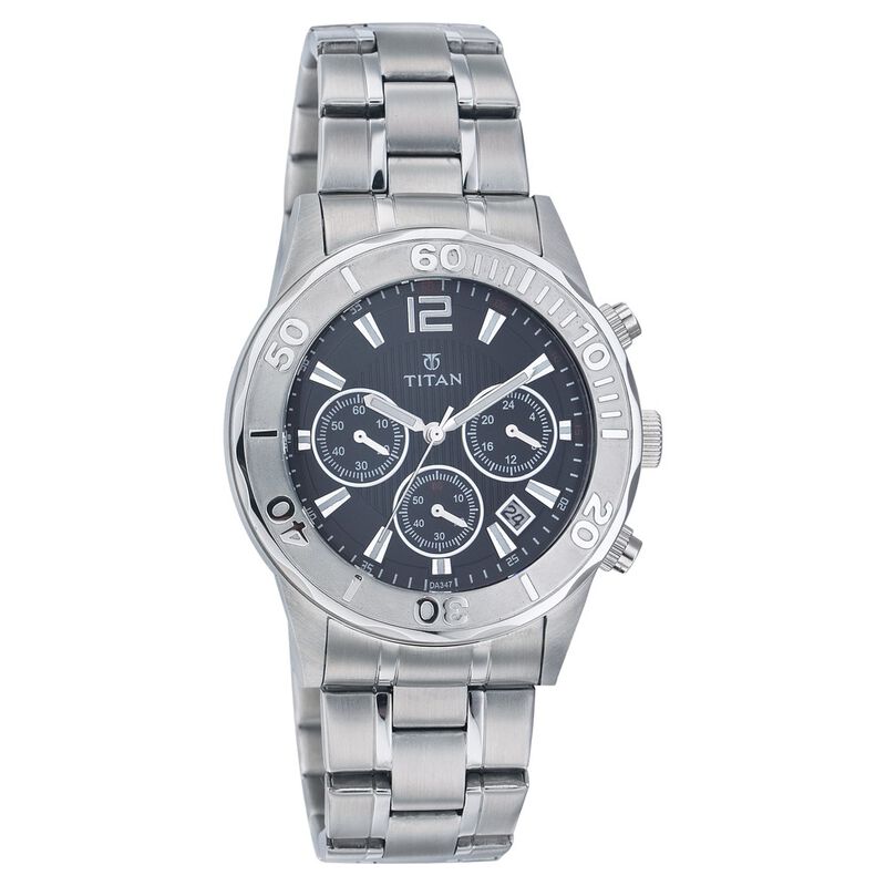 Buy Online Titan Quartz Chronograph Black Dial Watch for Men ...