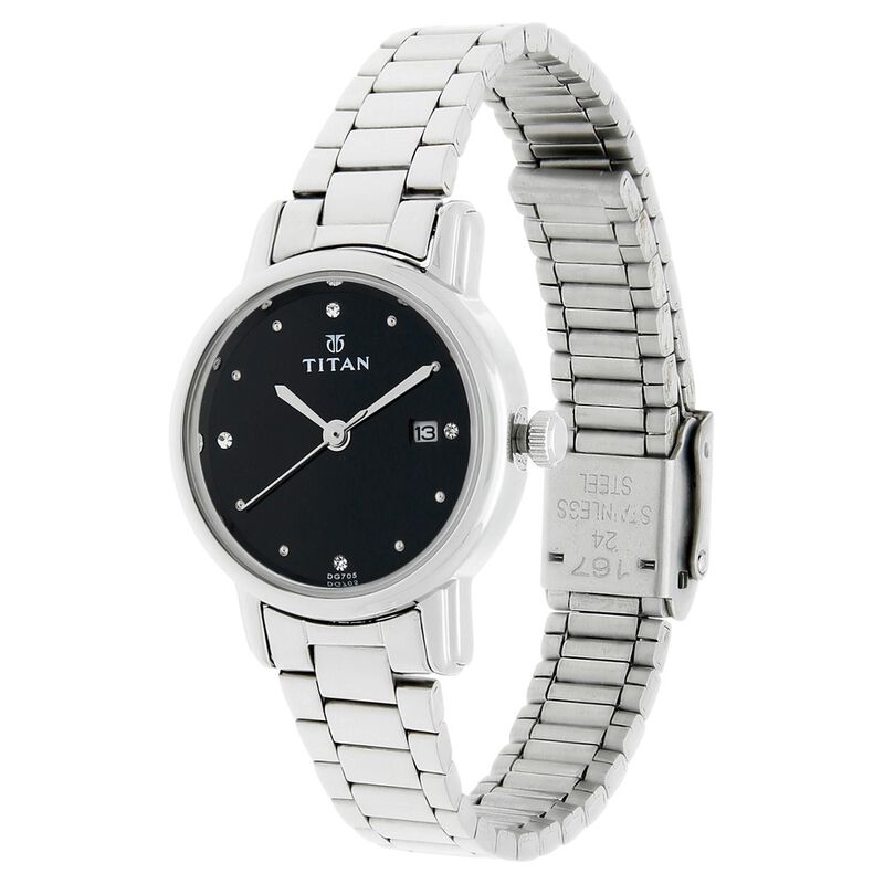 Buy Online Titan Karishma Black Dial Women Watch With Stainless Steel ...