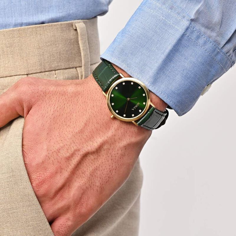 Buy Online Nebula by Titan Quartz Analog Green Dial Green Leather Strap ...