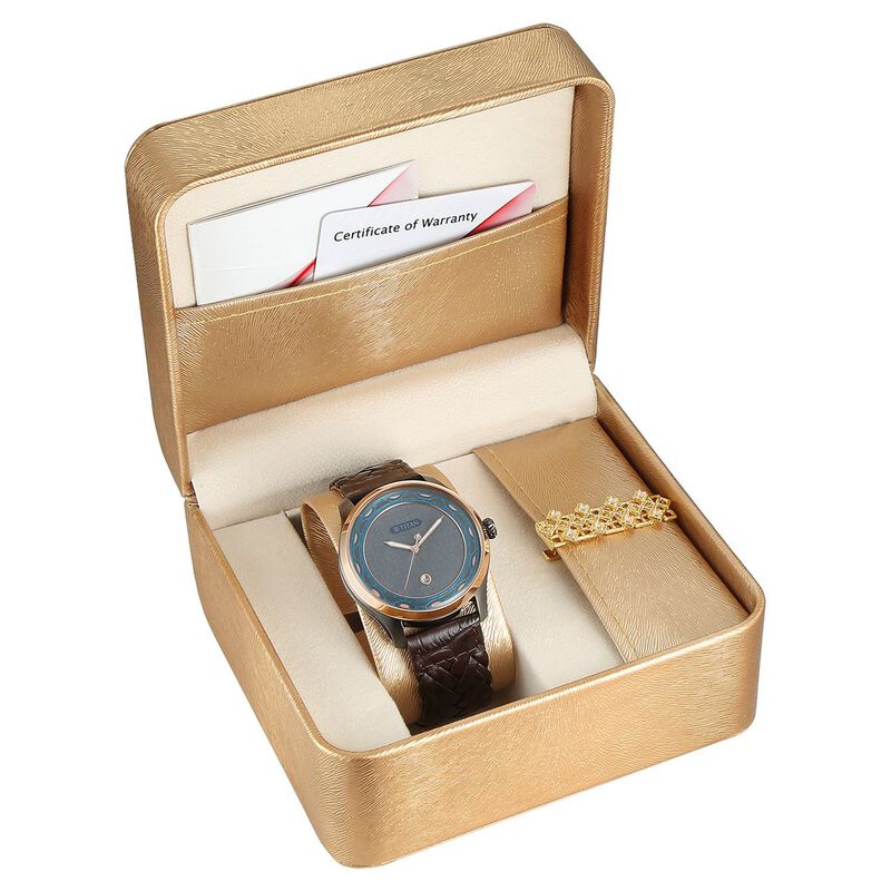 Buy Online Titan Wedding Grey Dial Analog with Date Leather Strap watch ...