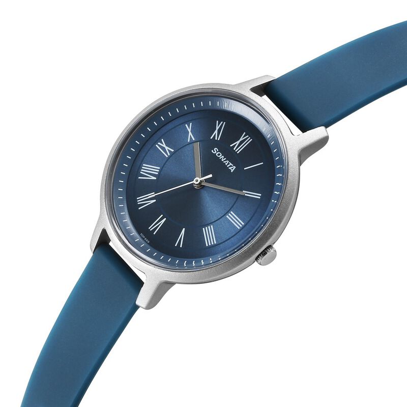 Buy Online Sonata Splash Quartz Analog Blue Dial Plastic Strap Watch ...