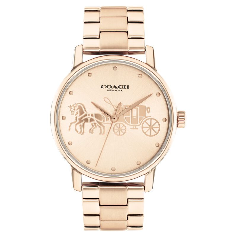 Buy Online Coach Quartz Analog Rose Gold Dial Stainless Steel Strap ...