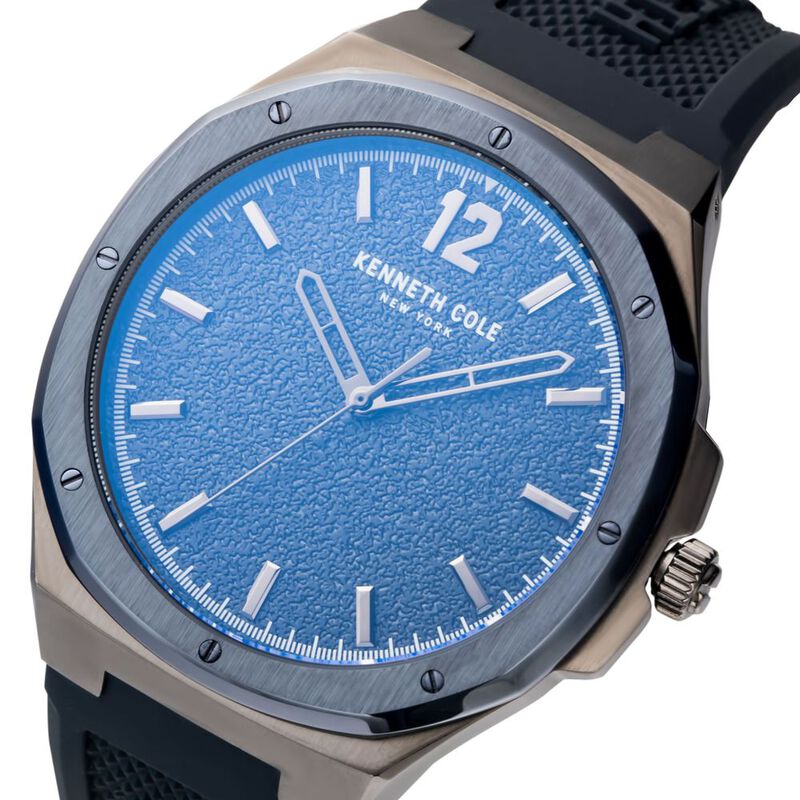 Buy Online Kenneth Cole Quartz Analog Blue Dial Silicone Strap Watch ...