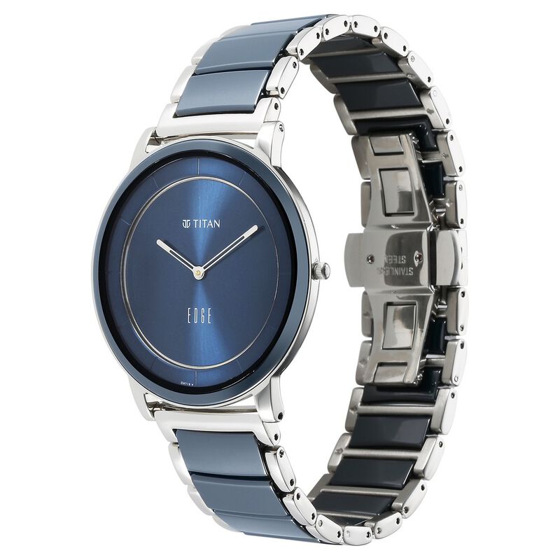 Buy Online Titan Edge Fusion Quartz Analog Blue Dial Blue Steel ...