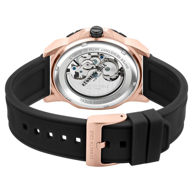 Buy Online Kenneth Cole Automatic Black Dial Silicone Strap Watch for ...