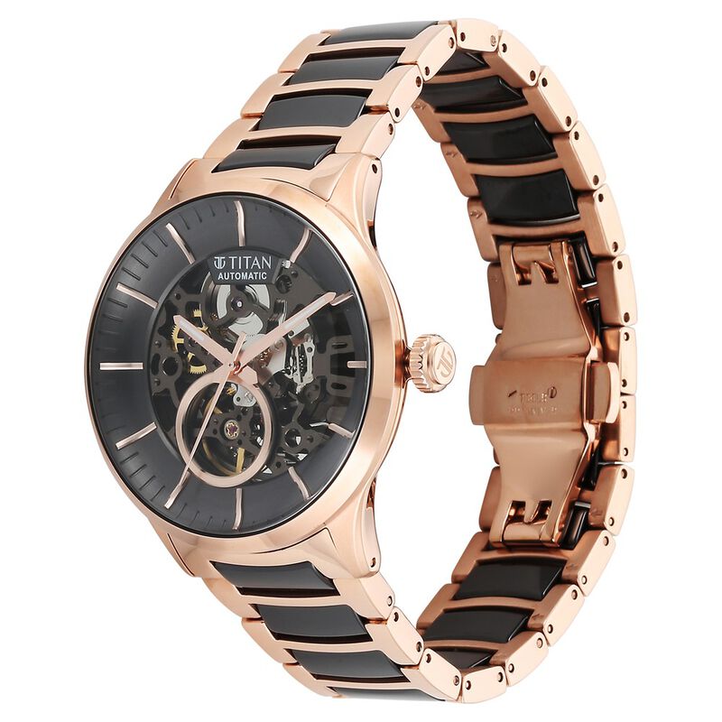 Buy Online Titan Ceramic Fusion Automatic Black Dial Rose Gold Dual ...