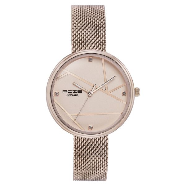 Buy Online Sonata Poze Quartz Analog Pink Dial Rose Gold Color ...