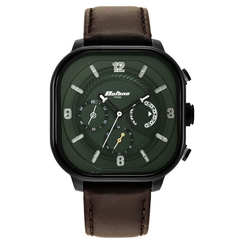 Buy Online Titan Octane Aerobatics Green Dial Chronograph Leather Strap ...