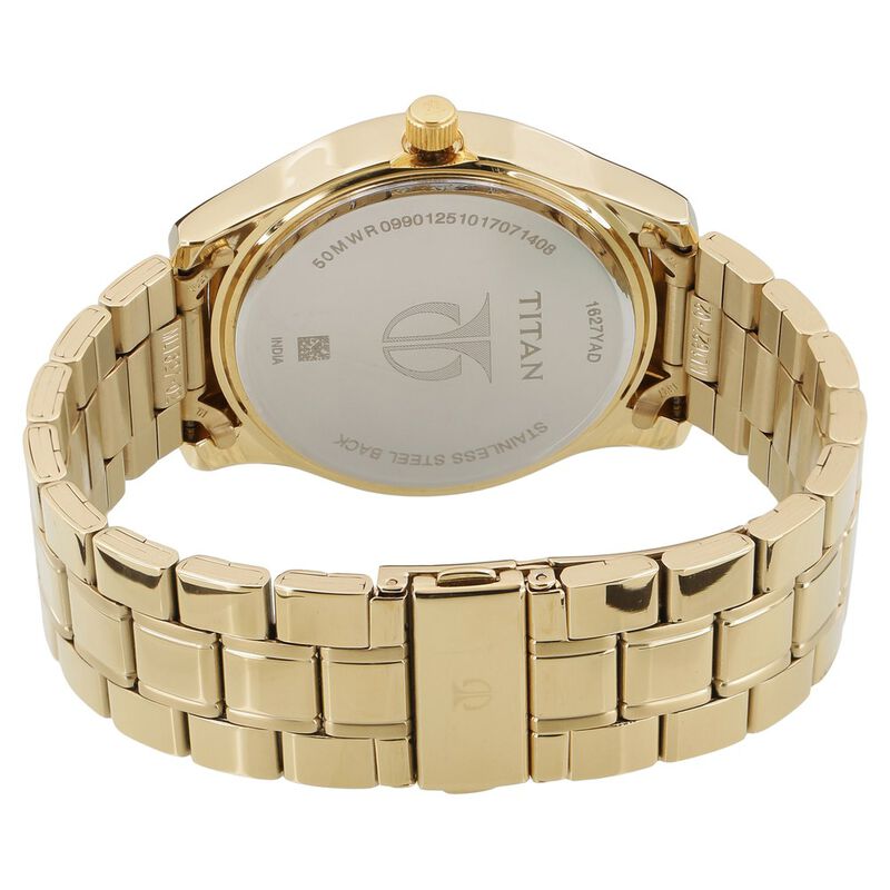 Buy Online Titan Quartz Analog with Date Champagne Dial Stainless Steel ...