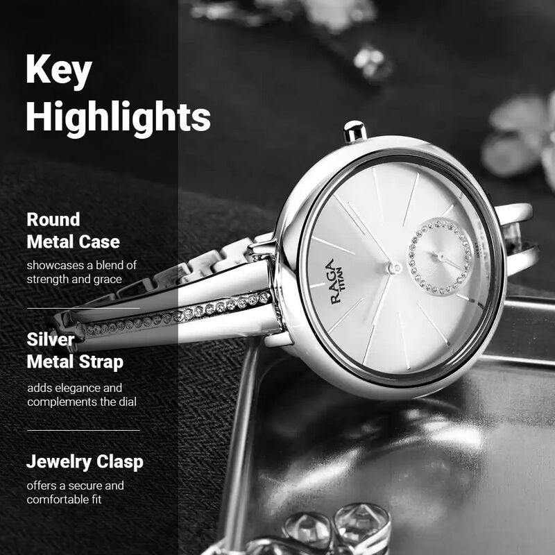 Buy Online Titan Raga Viva Silver Dial Women Watch With Metal Strap ...