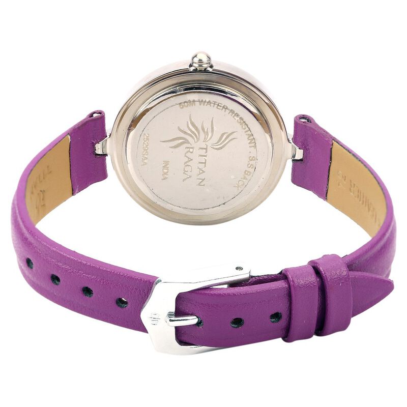 Buy Online Titan Quartz Analog Purple Dial Leather Strap Watch for ...