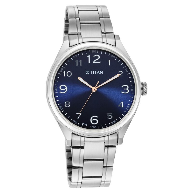 Buy Online Titan Quartz Analog Blue Dial Stainless Steel Strap Watch ...