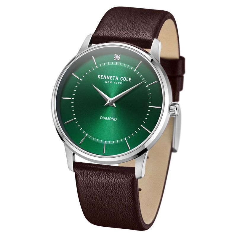 Buy Online Kenneth Cole Quartz Analog Green Dial Leather Strap Watch ...