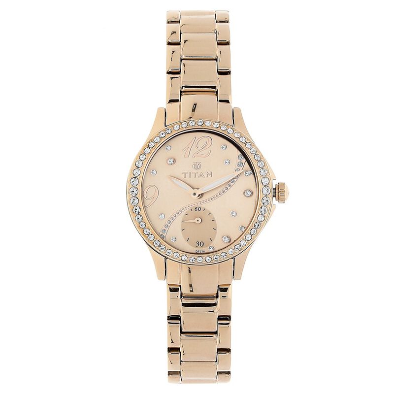 Buy Online Titan Quartz Analog Rose Gold Dial Stainless Steel Strap ...