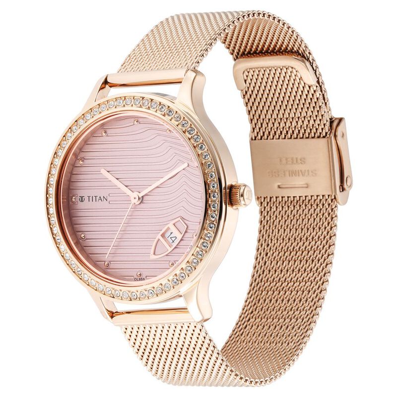 Buy Online Titan Wander Light Brown Dial Analog Stainless Steel Strap ...