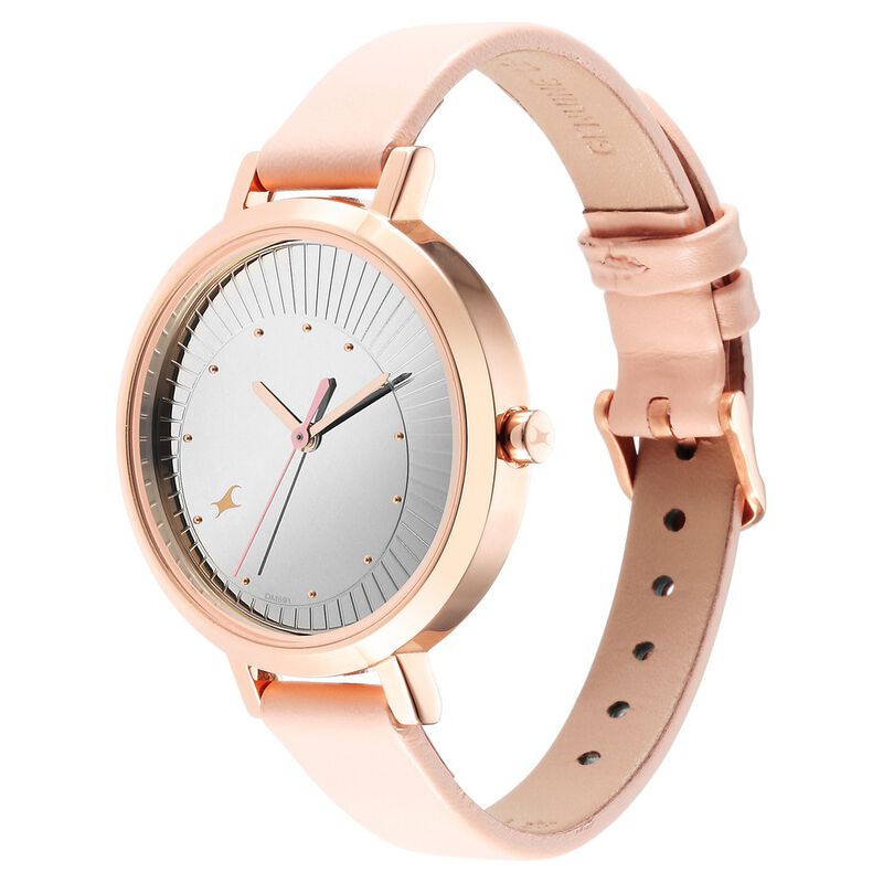 Buy Online Fastrack Style Up Silver Dial Leather Strap Watch for Girls ...