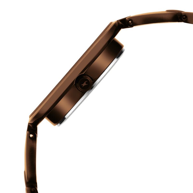 Buy Online Fastrack Glitch Quartz Analog Brown Dial Metal Strap Watch ...