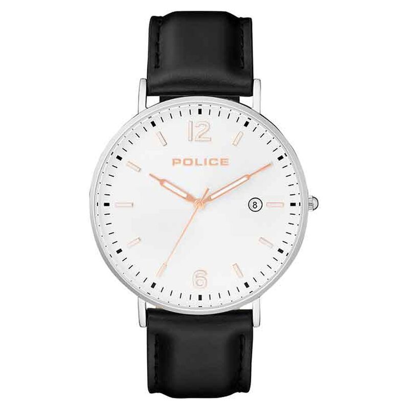 Buy Online Police Quartz Analog White Dial Leather Strap Watch for Men ...