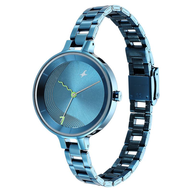 Buy Online Fastrack Stunners Quartz Analog Blue Dial Metal Strap Watch ...
