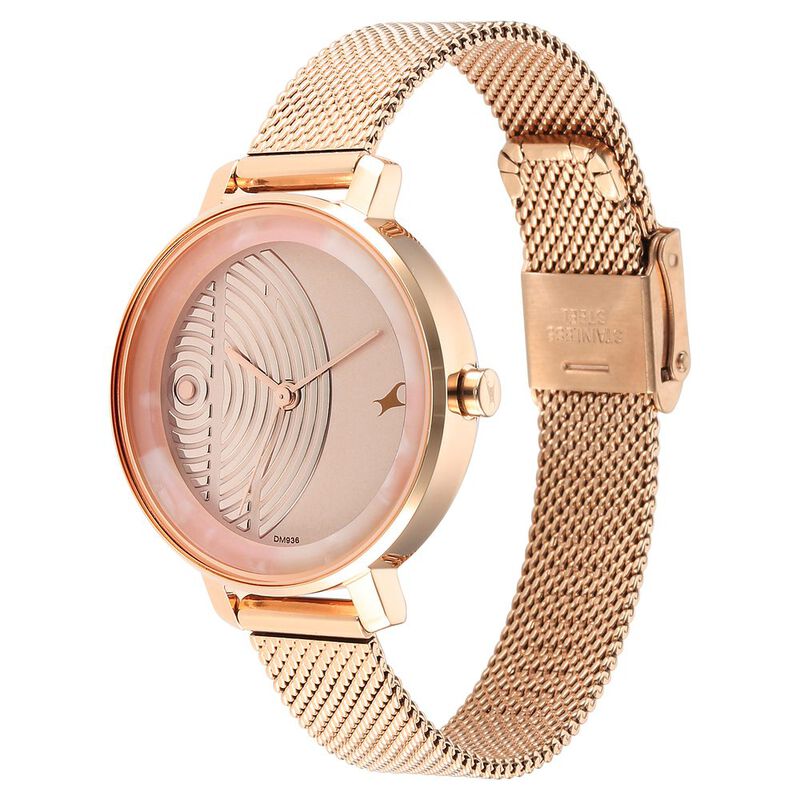 Buy Online Fastrack Younique Quartz Analog Rose Gold Dial Stainless ...