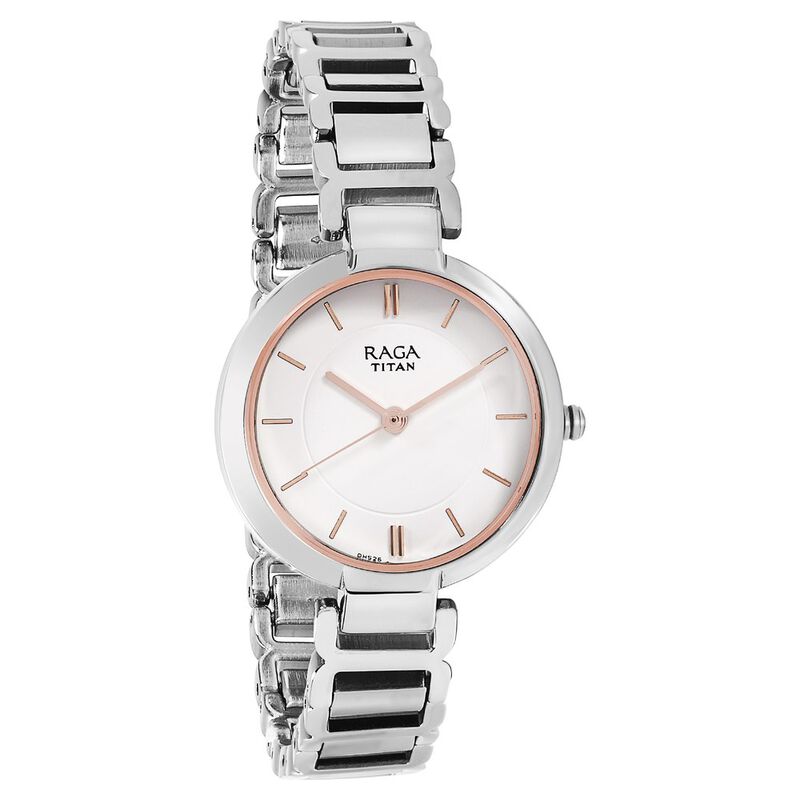 Buy Online Titan Raga Viva White Dial Analog Metal Strap watch for ...