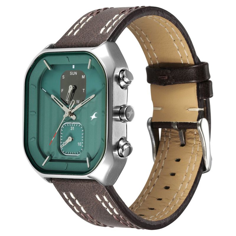 Buy Online Fastrack Fleek Quartz Multifunction Green Dial Leather Strap ...