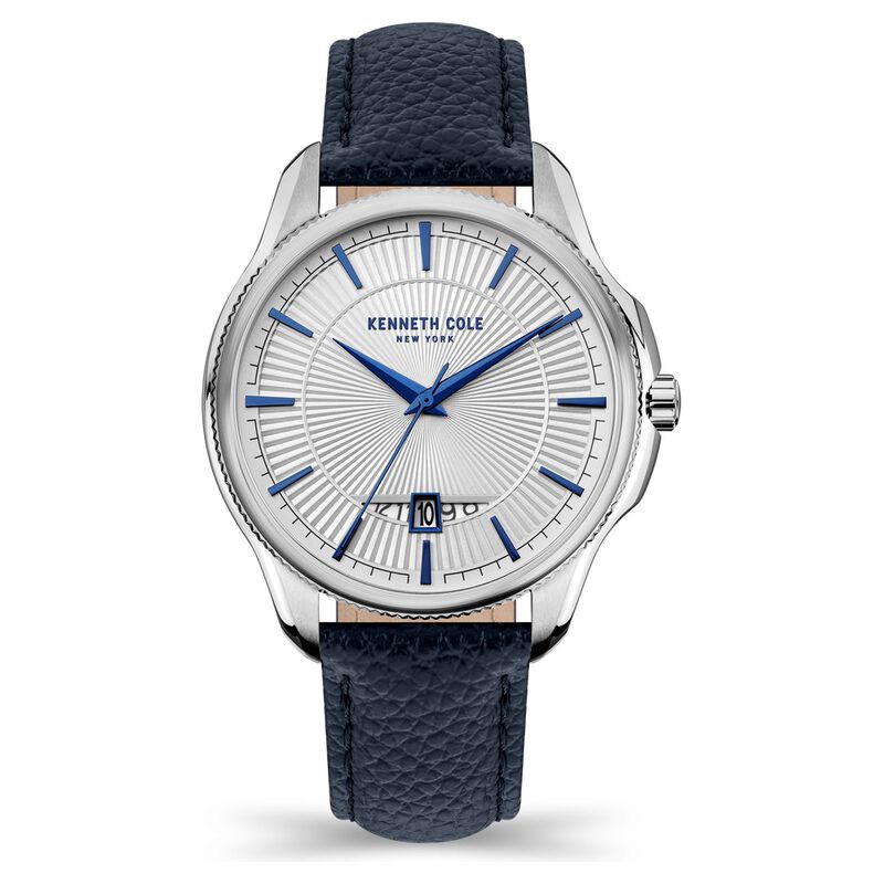 Buy Online Kenneth Cole Quartz Analog with Date Silver Dial Leather ...