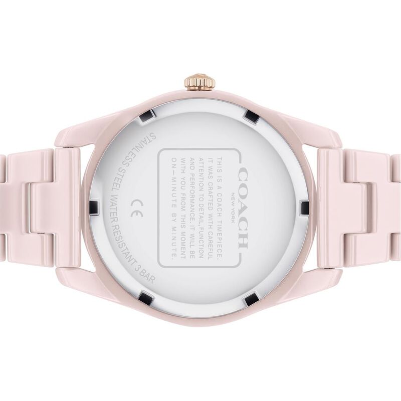 Buy Online Coach Quartz Analog Pink Dial Ceramic Strap Watch for Women ...