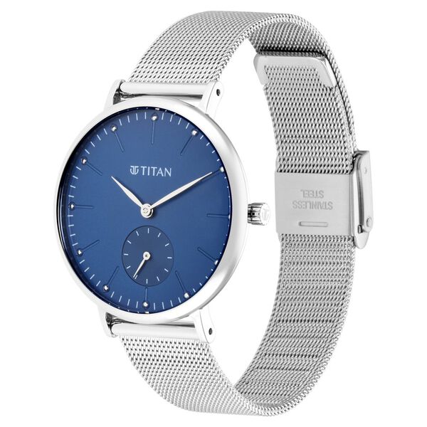 Buy Online Titan Slimline Quartz Analog Offset Second Hand Blue Dial ...