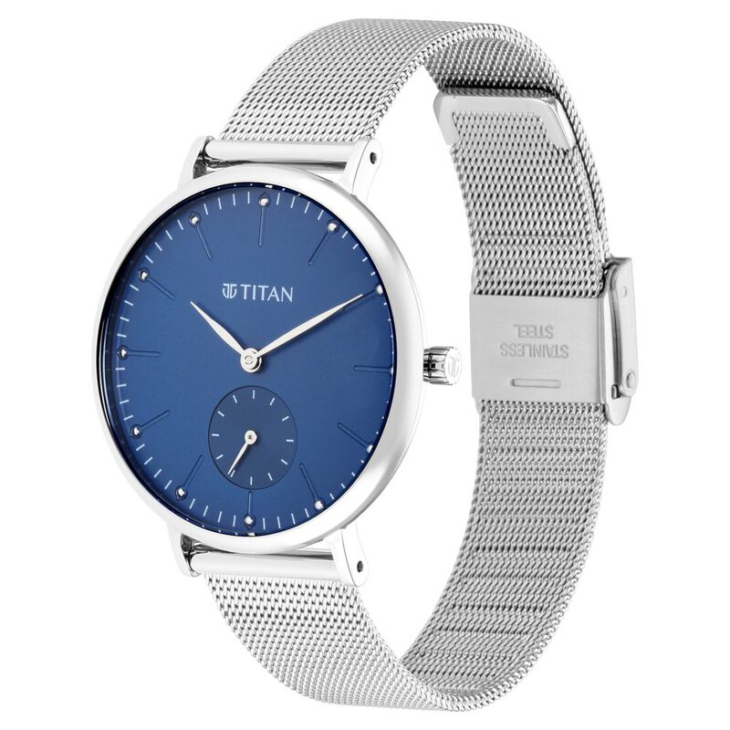 Buy Online Titan Slimline Quartz Analog Offset Second Hand Blue Dial ...