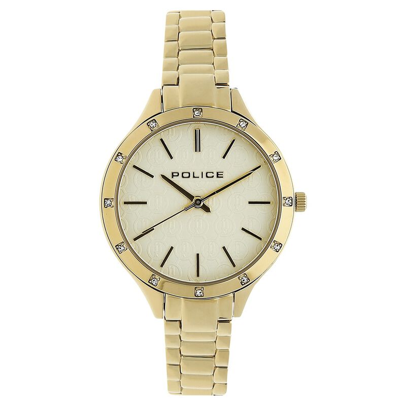 Buy Online Police Quartz Analog Champagne Dial Metal Strap Watch for ...