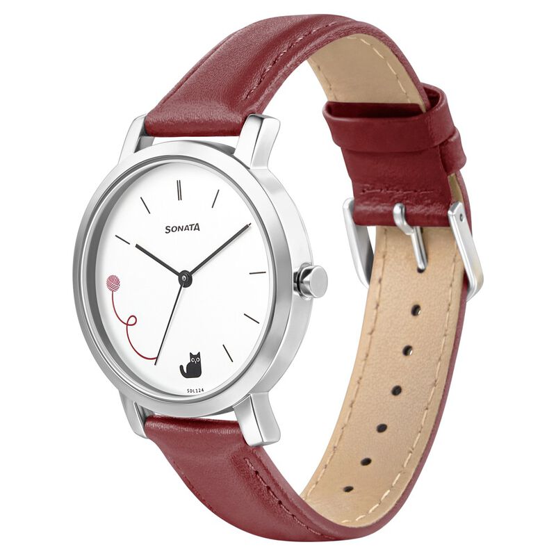 Buy Online Sonata Play White Dial Women Watch With Leather Strap ...