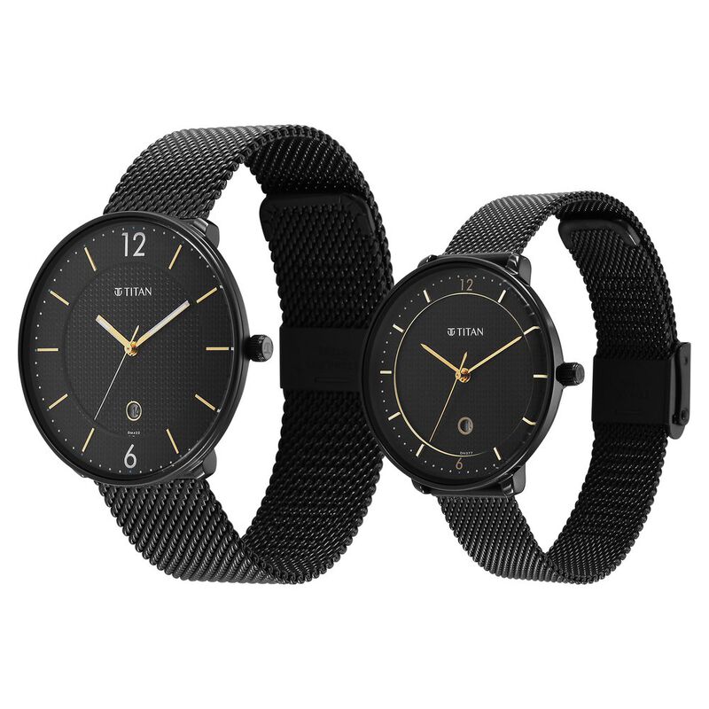 Buy Online Titan Bandhan Black Dial Analog with Date Stainless Steel ...